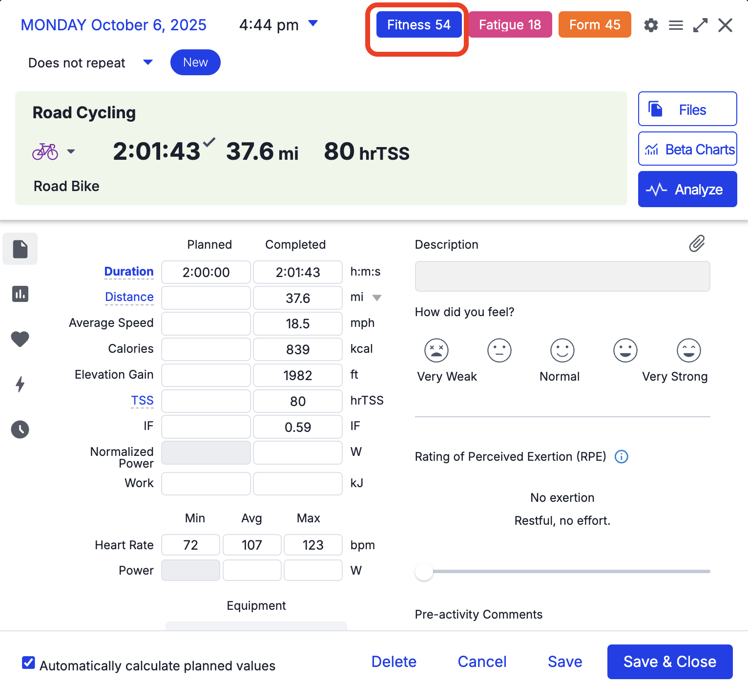 Fitness (CTL) – TrainingPeaks Help Center
